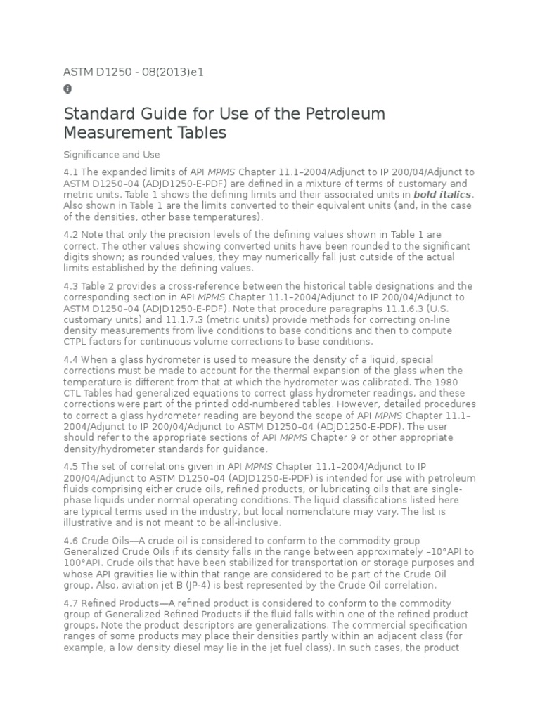 Astm D1250 | PDF | Jet Fuel | Petroleum