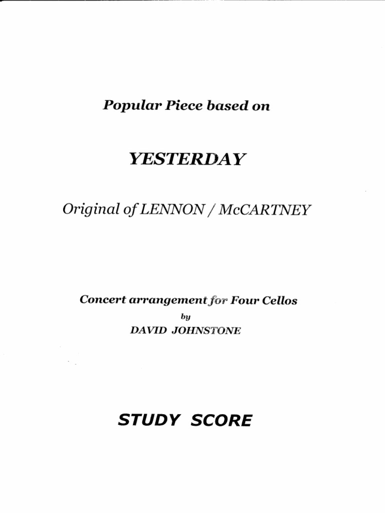 Beatles, Yesterday - Cello Score PDF | PDF