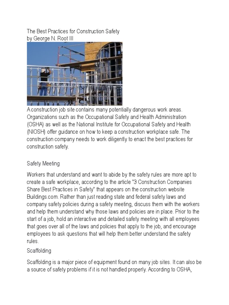 Construction Safety Best Practices Guide | PDF | Occupational Safety ...
