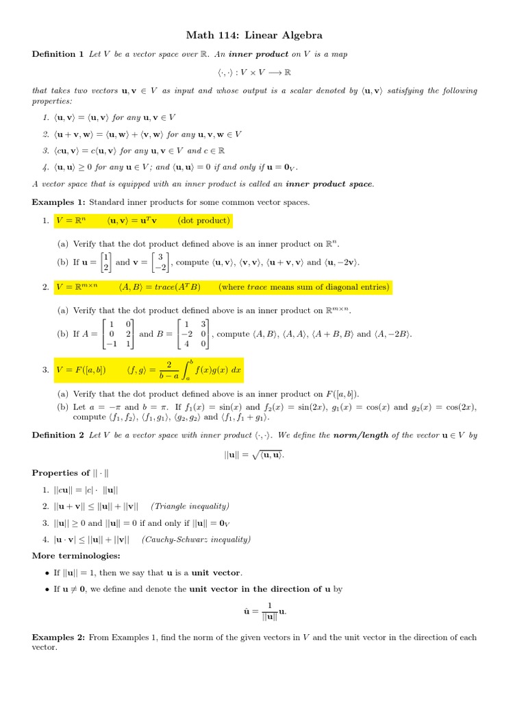 Topic 10 Inner Products | Download Free PDF | Basis (Linear Algebra ...