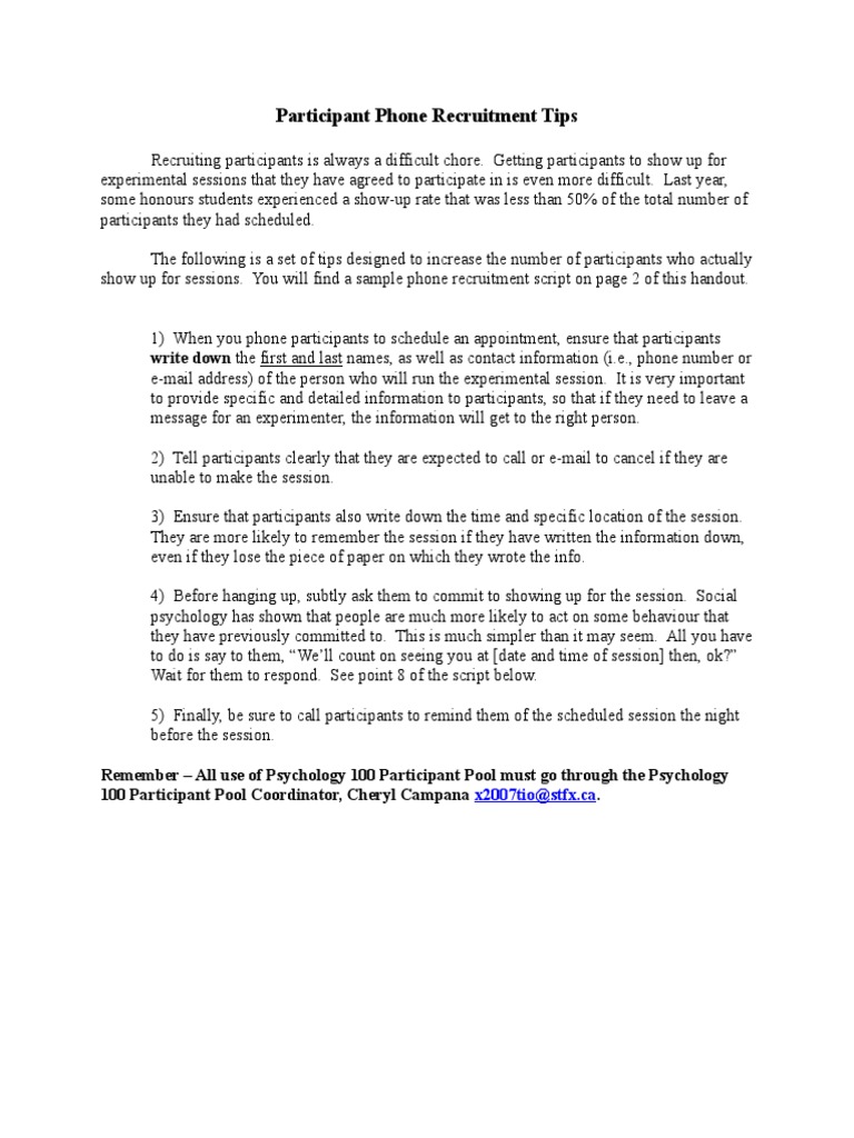 Sample Phone Script | Download Free PDF | Experiment | Social Psychology