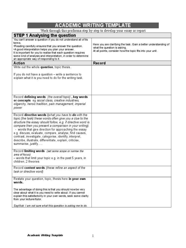 Academic Writing Template | PDF | Essays | Question