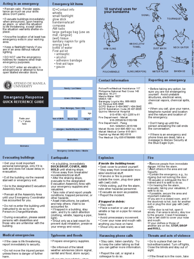 Emergency Response Quick Reference Guide | PDF | Emergency Evacuation ...