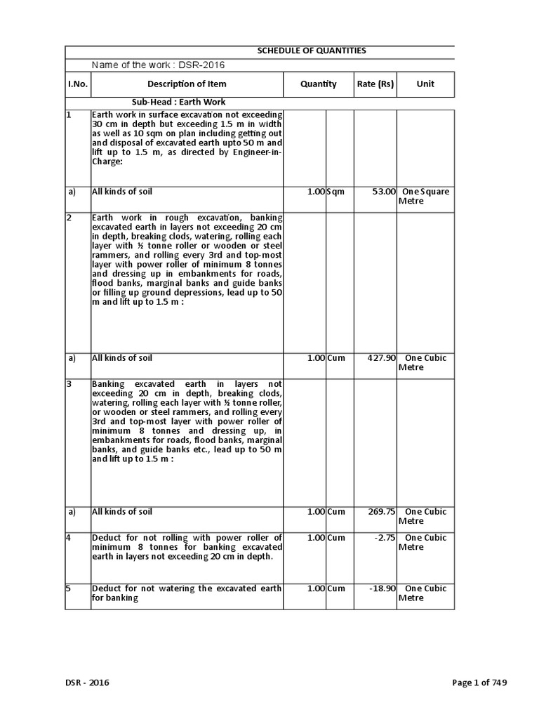 Dsr 2016 in Ms Excel | Fly Ash | Concrete