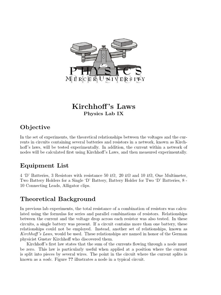 Kirchhoff's Law PDF | PDF