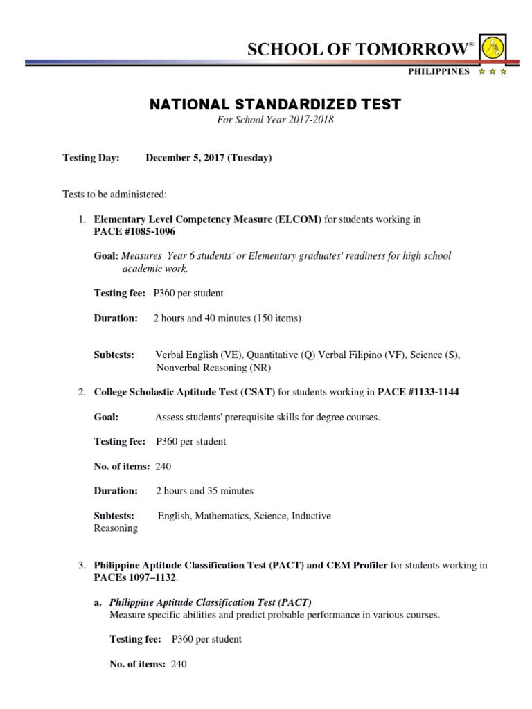 2017national Standardized Test Final Letter | PDF | Test (Assessment ...