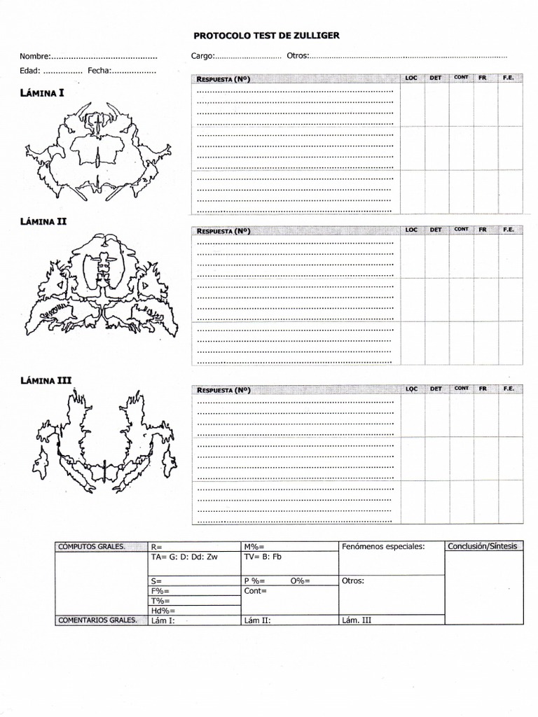 Protocolo Zulliger | PDF