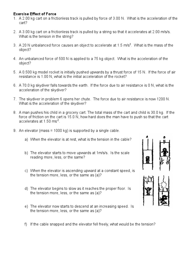 Force Exercise | PDF | Tension (Physics) | Force