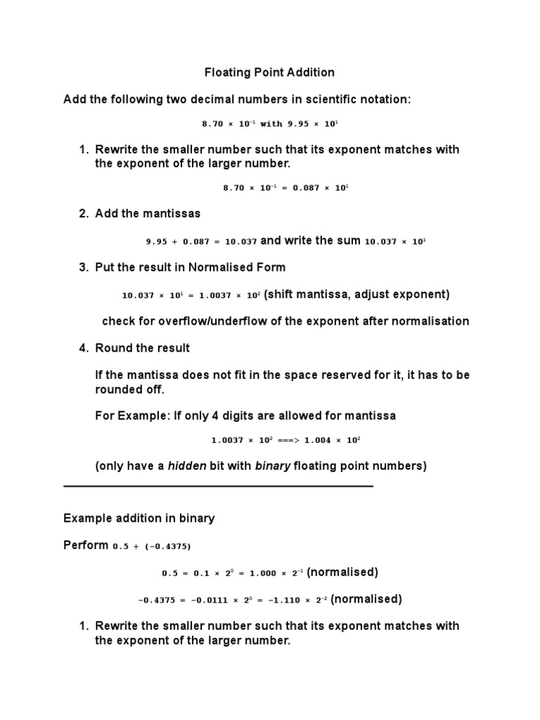 Floating Point Addition | PDF