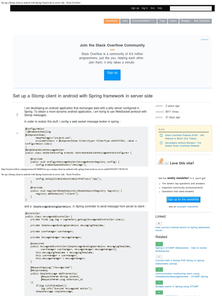 Set Up A Stomp Client in Android With Spring Framework in Server Side ...