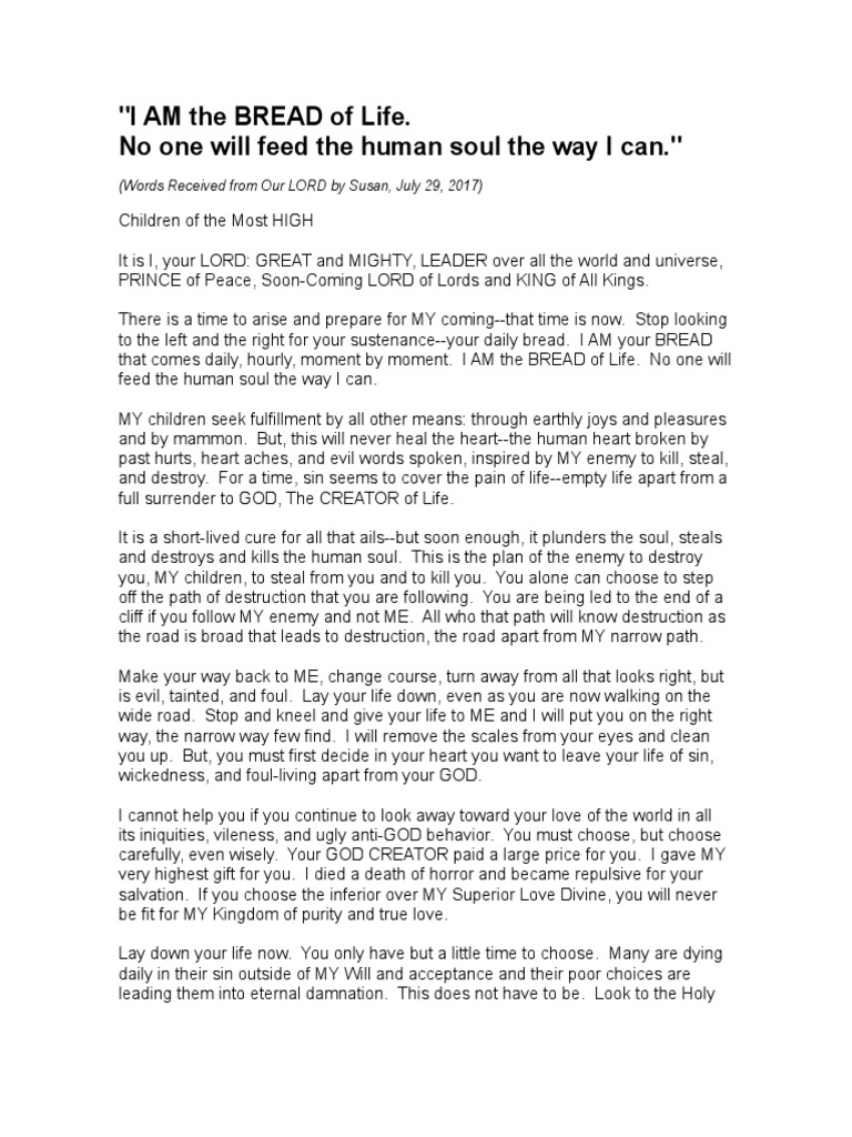 I Am The Bread of Life | PDF | Lord's Prayer | Sin