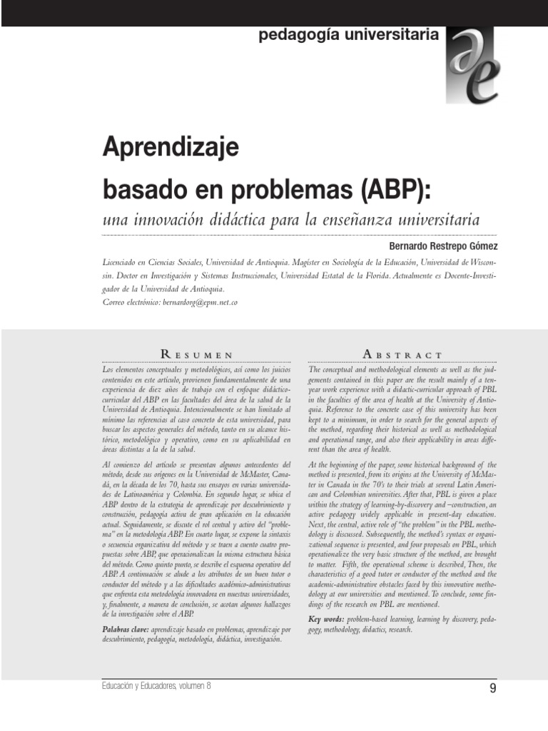 Aprendizaje Basado en Problema (ABP) PDF | PDF | Método científico | Aprendizaje