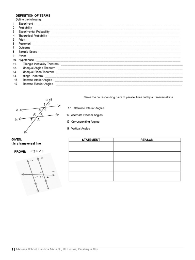 4th Quarter Reviewer For Grade 8 | PDF | Triangle | Mathematical Analysis