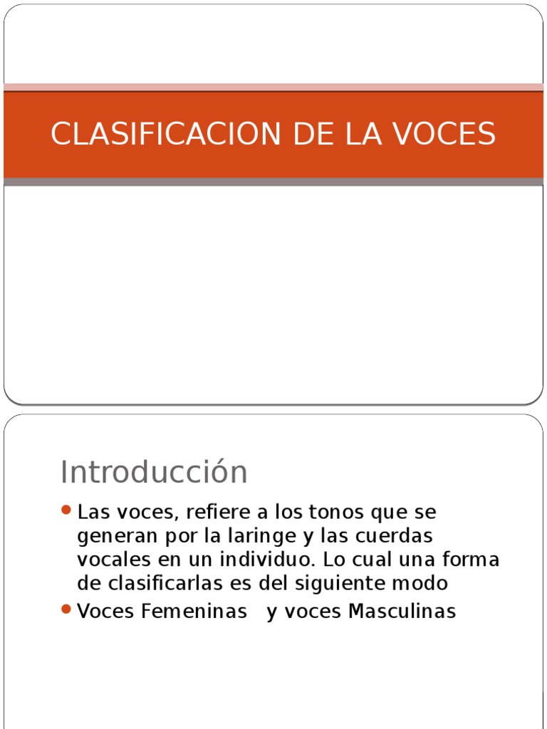 Clasificacion de La Voces | Descargar gratis PDF | Garganta Humana | Canto