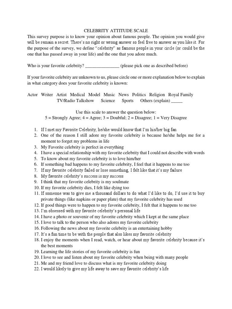 Celebrity Attitude Scale | Celebrity