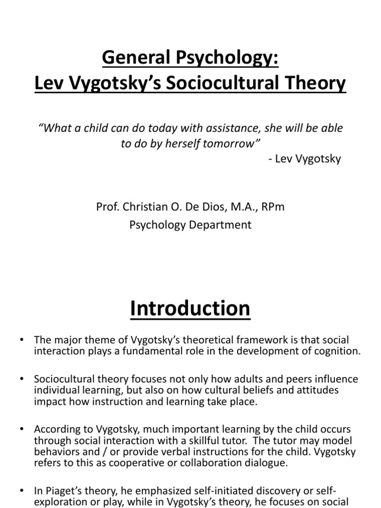 Vygotsky's Sociocultural Theory Explained | PDF | Teaching | Education ...