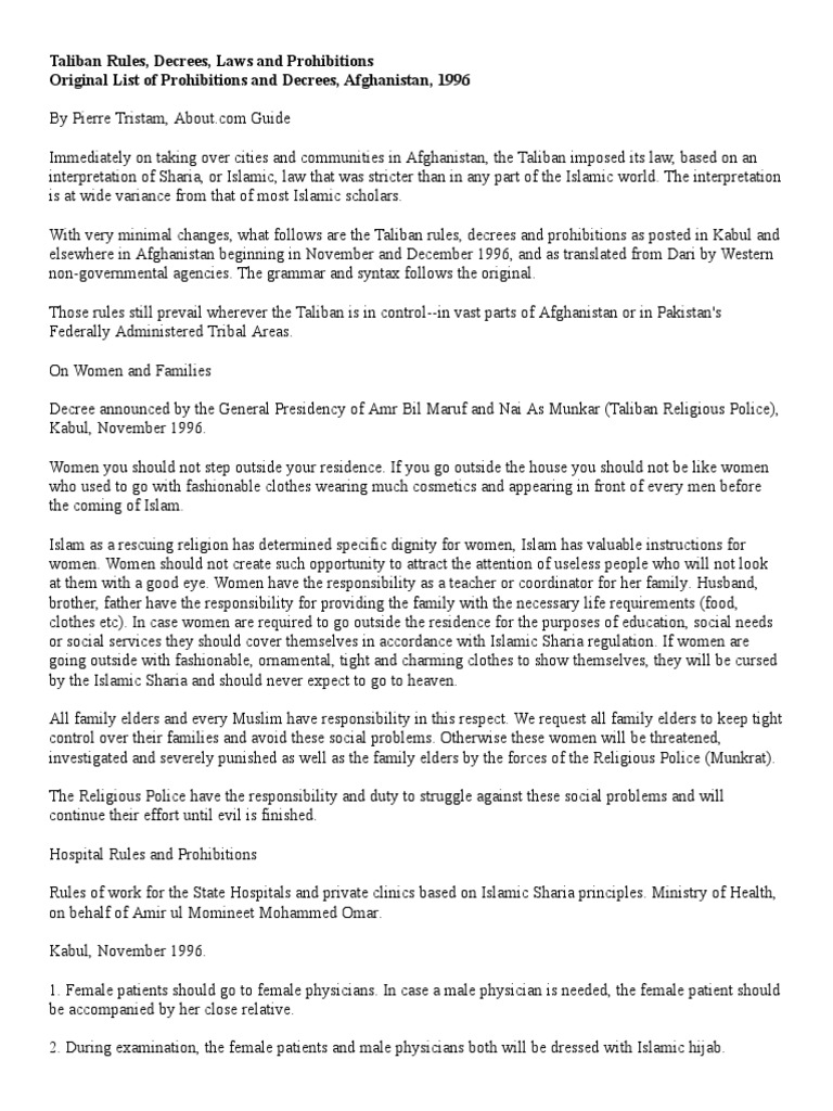 taliban rules | Taliban | Patient