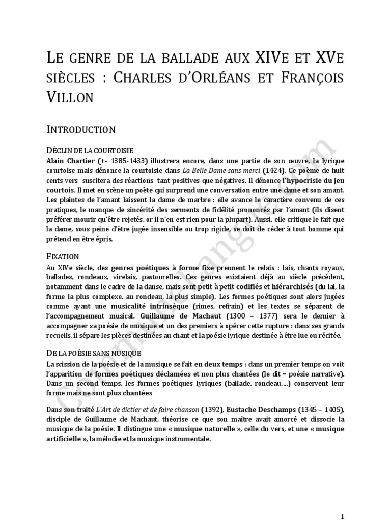 Ballade XIV XV | PDF | Ballade | Poésie