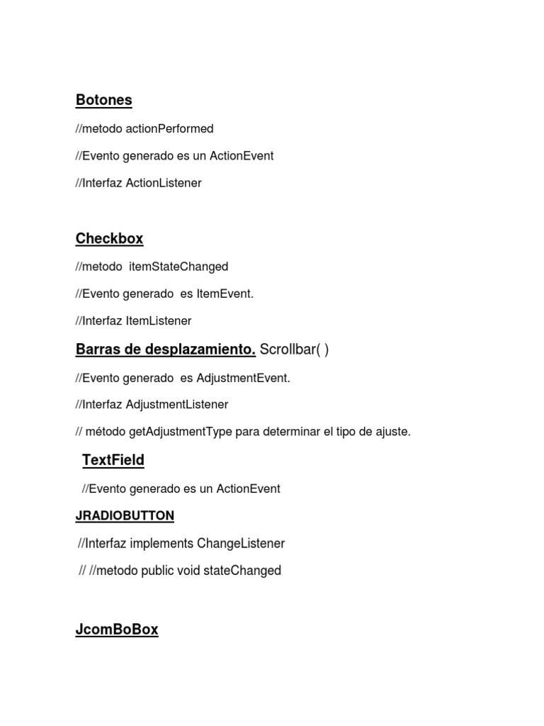 Clases de Eventos Principales en Java | PDF
