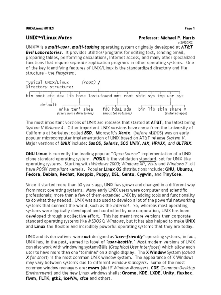 UNIX Linux Notes | PDF | Command Line Interface | Operating System