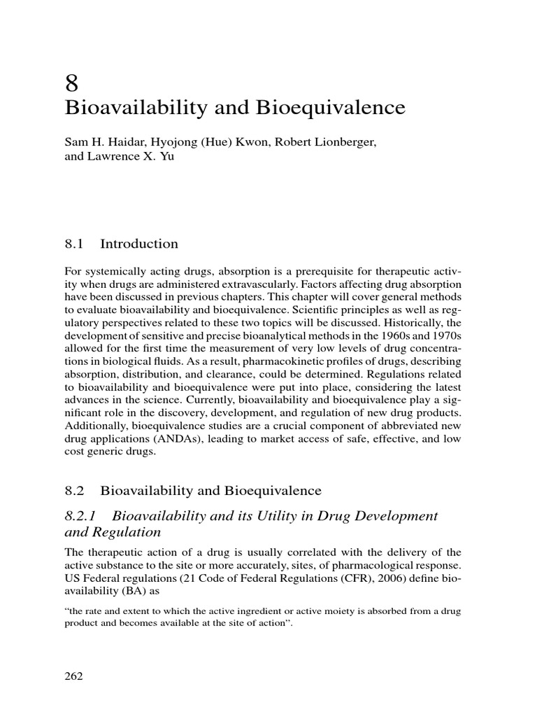 Bioavailability and Bioequivalence Overview | PDF | Bioavailability | Pharmacokinetics