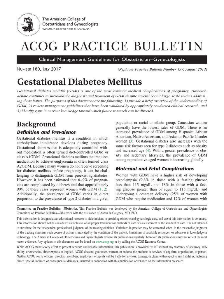 Diabetes Acog 2017 | PDF | Diabetes Mellitus Type 2 | Gestational Diabetes