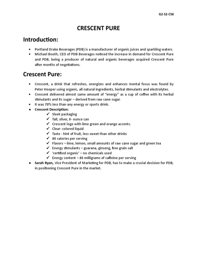 Crescent Pure | PDF | Drink | Caffeine