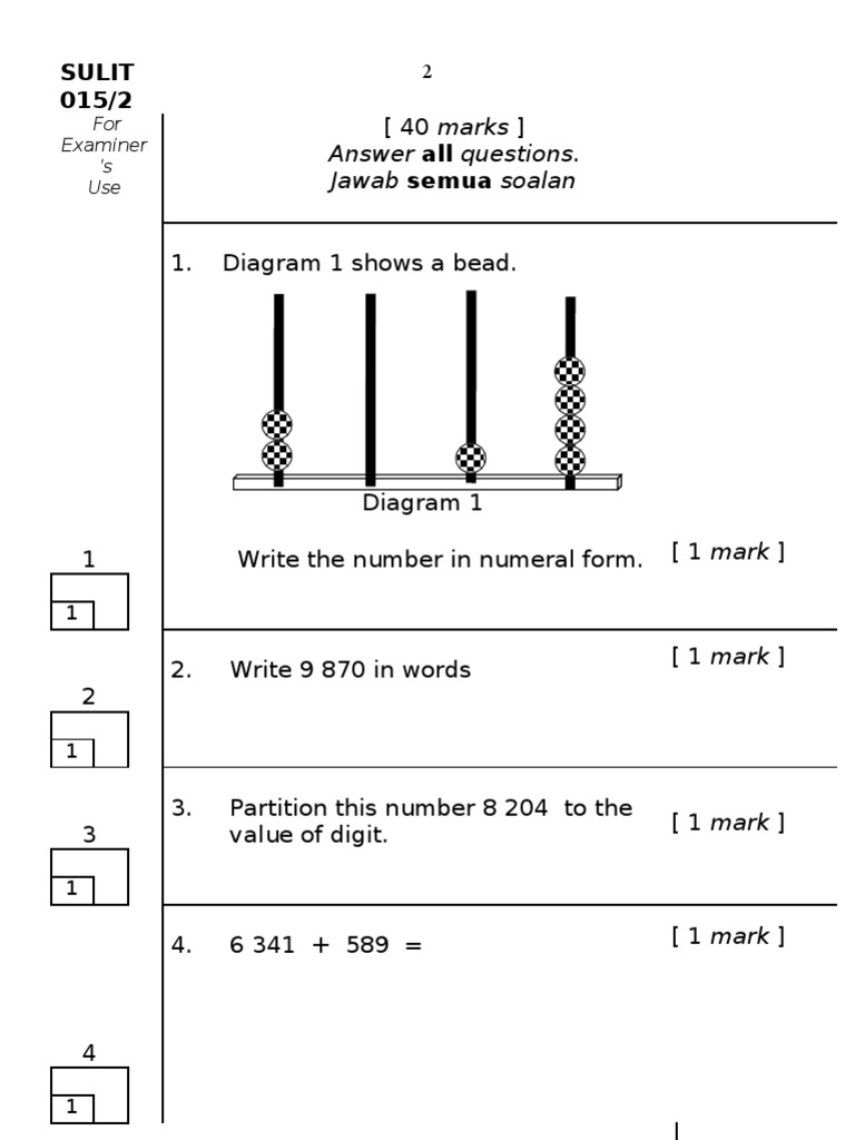 Matematik Kertas 2 Tahun 3 (Math - Paper 2, Year 3) | Download Free PDF ... Matematik Kertas 2 Tahun 3 (Math - Paper 2, Year 3) | Download Free PDF ...