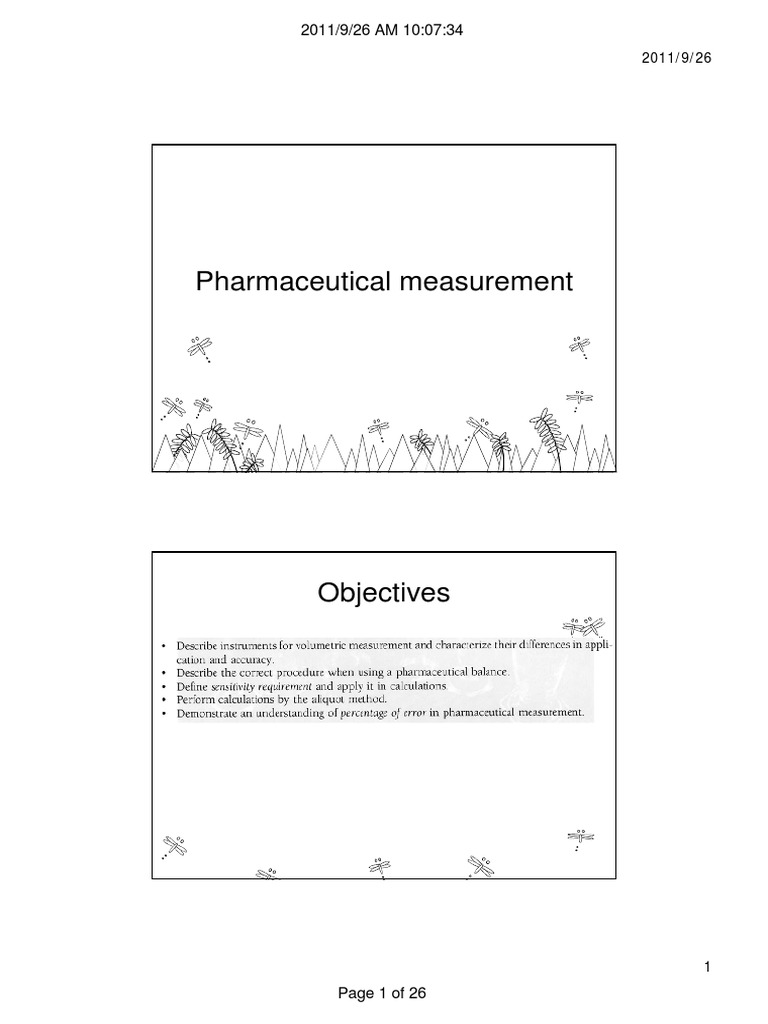 Pharmaceutical Measurement | PDF | Weighing Scale | Accuracy And Precision