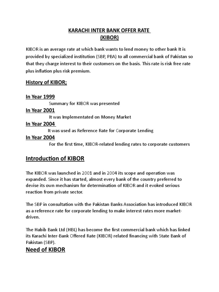 Understanding KIBOR in Pakistan | PDF | Banks | Interest Rates