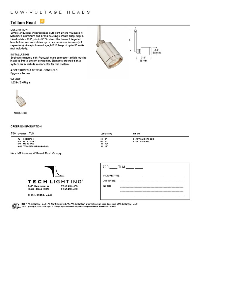 Tellium Head: Low Voltage Heads | PDF | Light | Optics