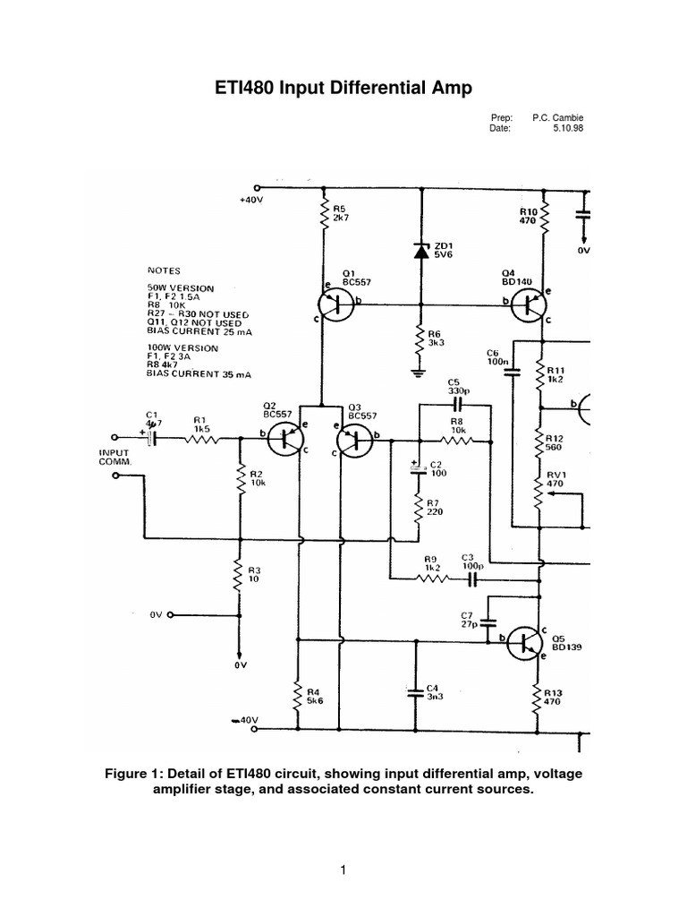 Eti 480 Diff Amp | PDF | Amplifier | Electrical Circuits
