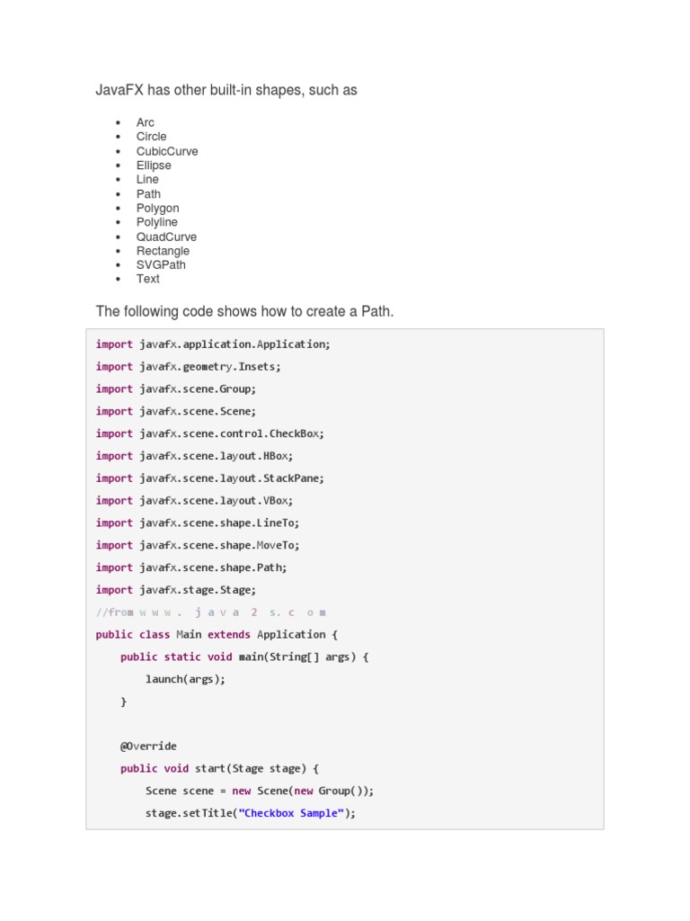 JavaFX Tutorial - JavaFX Path | Download Free PDF | Geometry | Graph Theory