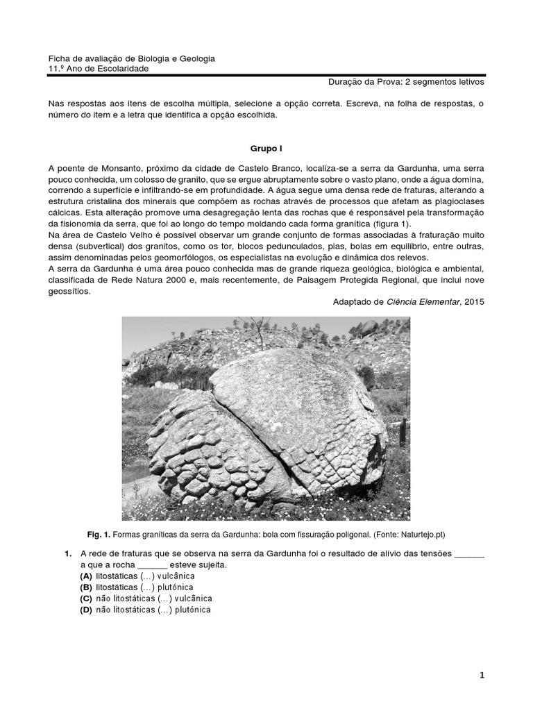 Teste Geologia 11 | PDF | Granito | Basalto
