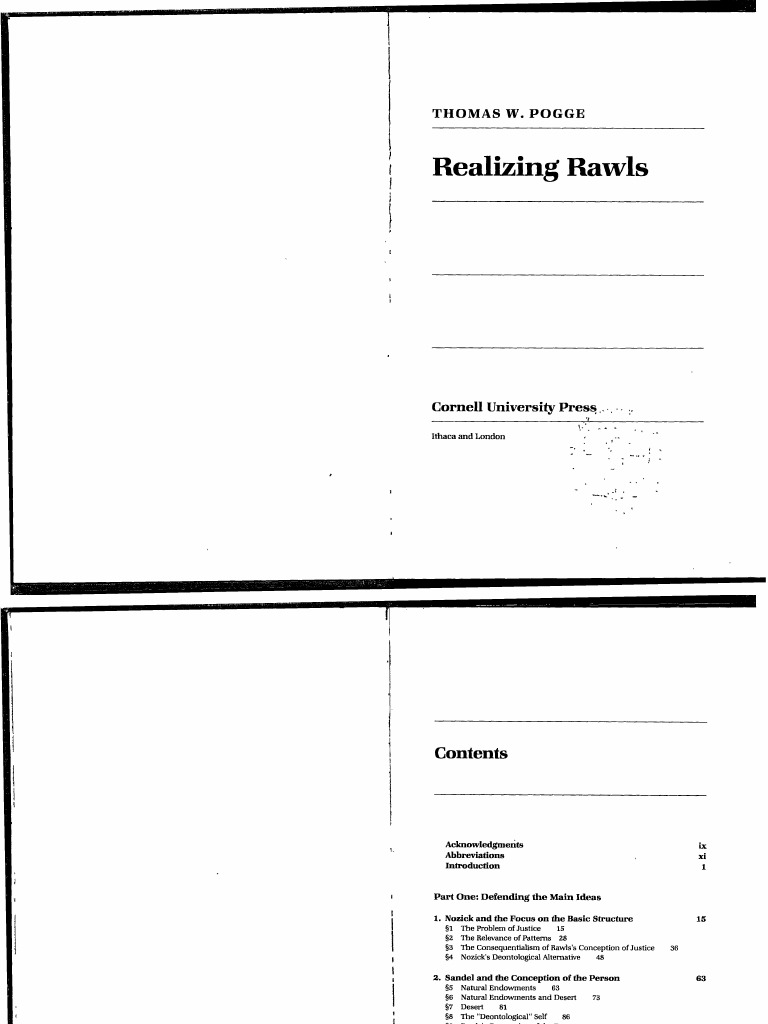 POGGE, Thomas. Realizing Rawls. Cornell, PDF | PDF
