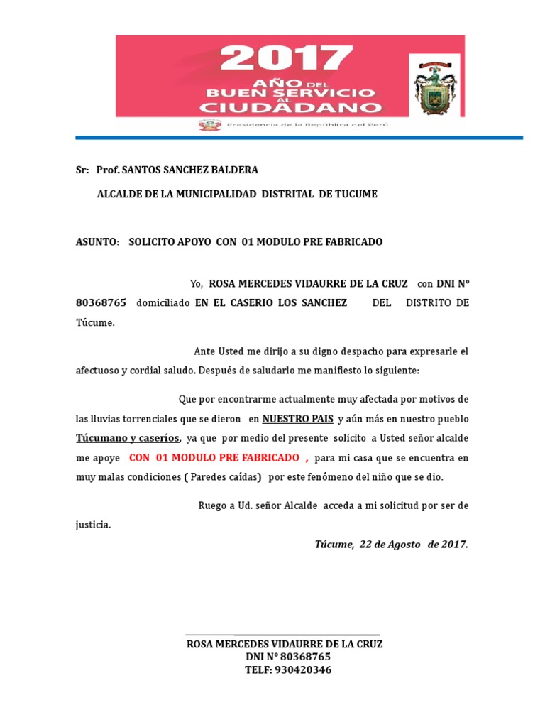 Solicito Apoyo Con Calaminas 2017 | PDF | Derecho