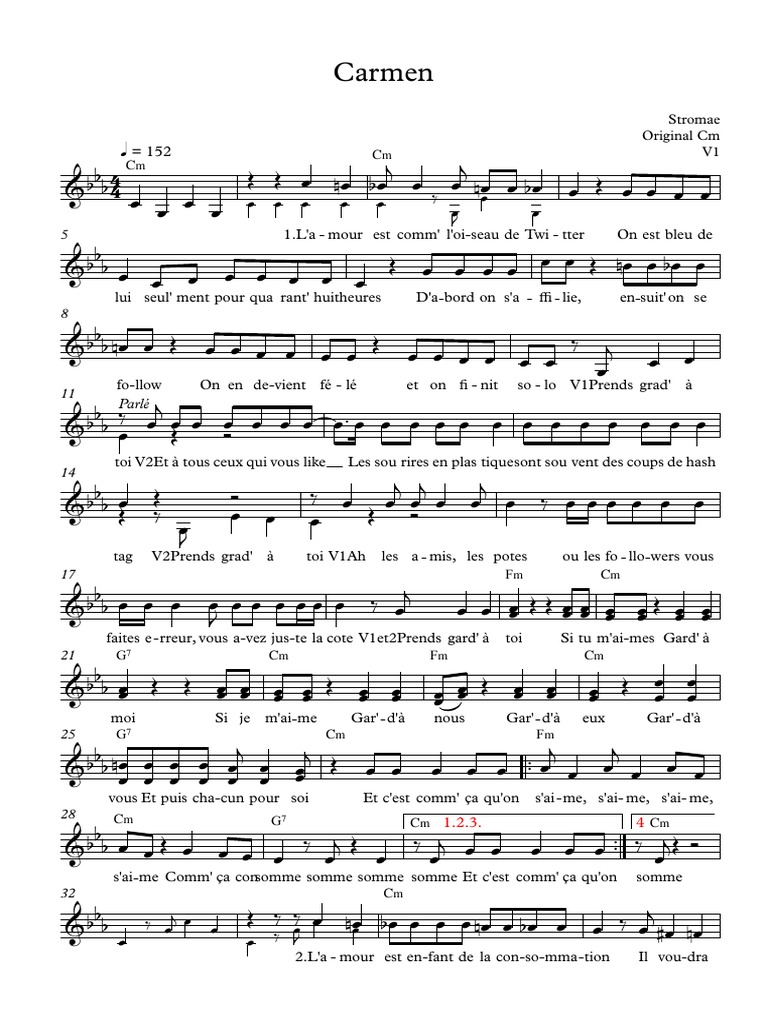 Carmen (Stromae) V1 PDF | PDF