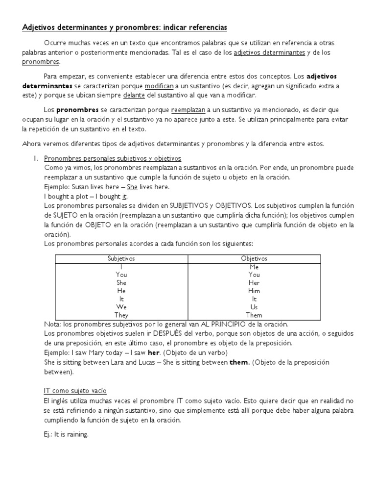 TP 2 Adjetivos Determinantes y Pronombres | PDF | Adjetivo | Sustantivo