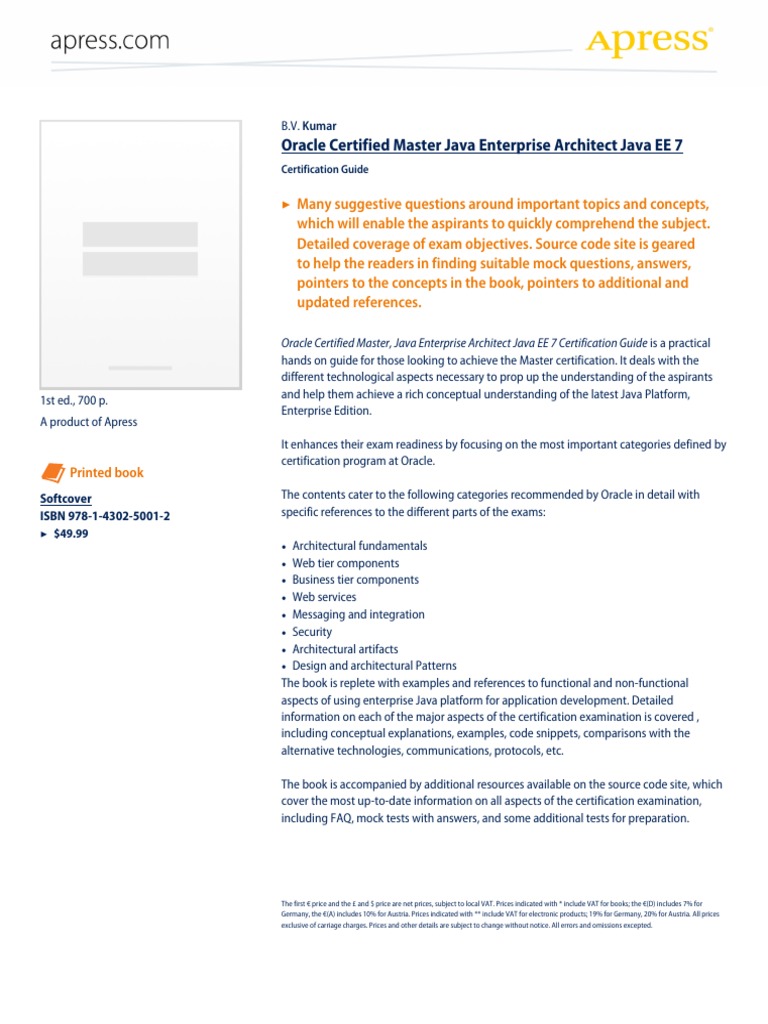 Oracle Certified Master Java Enterprise Architect Java EE 7: Printed ...