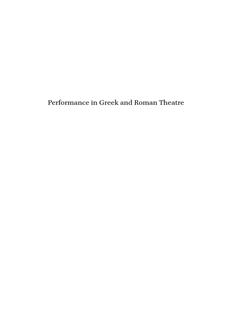 Performance in Greek and Roman Theatre | PDF | Tragedy | Theatre