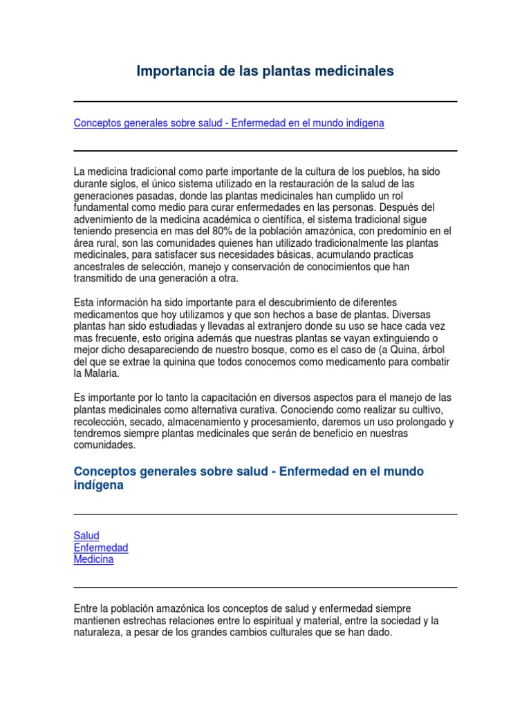 Importancia de Las Plantas Medicinales | PDF | Diarrea | Plantas ...