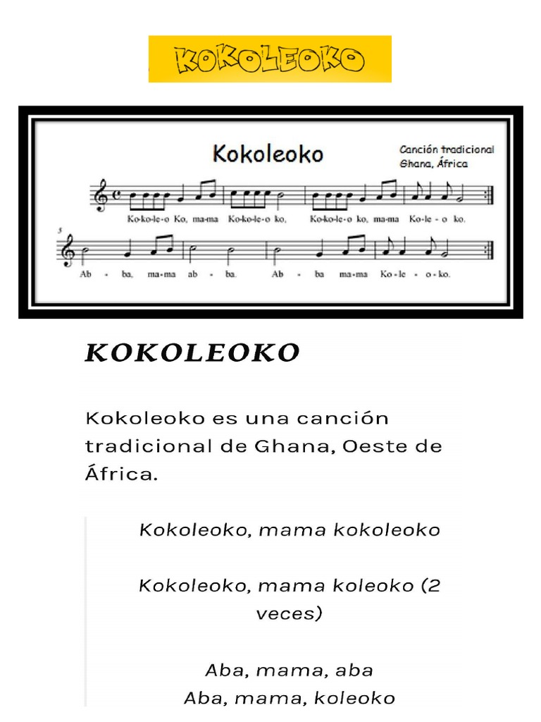 Kokoleoko Partitura y Letra