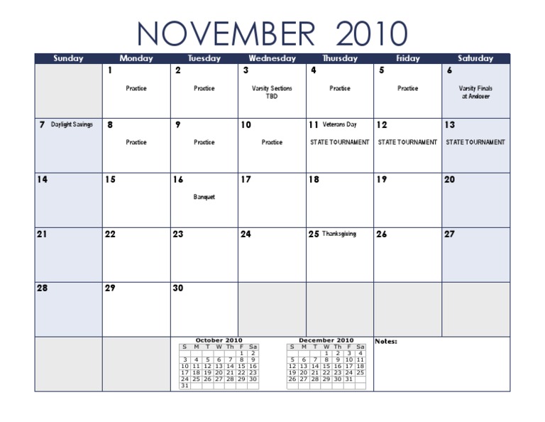 November 2010 Event Schedule | PDF