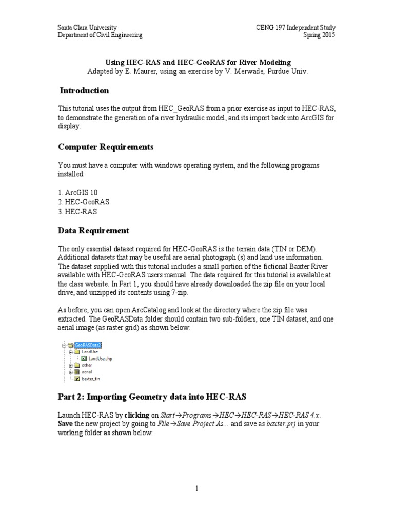 Using Hec-Ras and Hec-Georas For River Modeling Adapted by E. Maurer ...