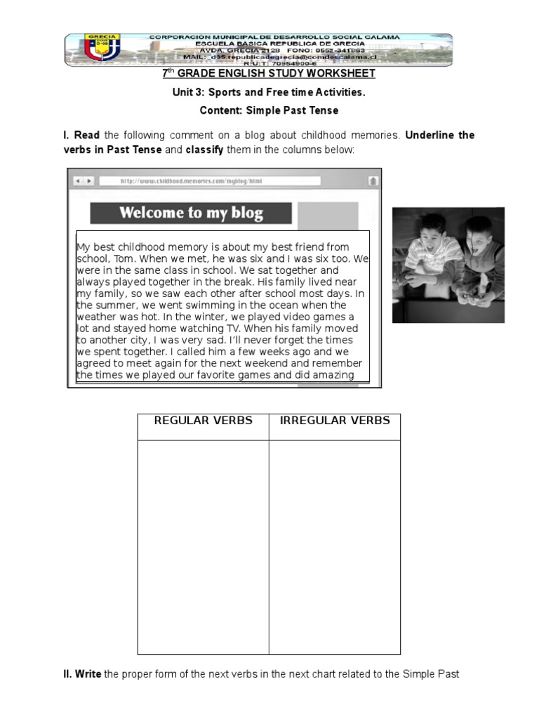 Simple Past Tense Worksheet for Grade 7 | PDF | Grammatical Tense | Verb