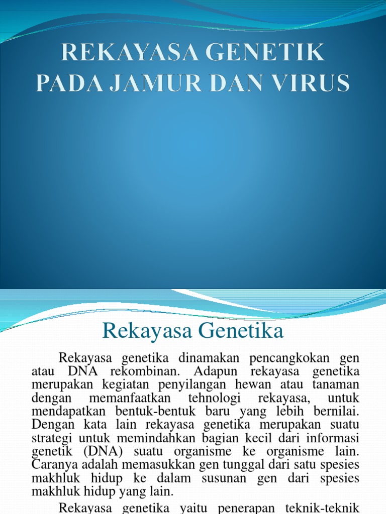 Rekayasa Genetik Pada Jamur Dan Virus | PDF