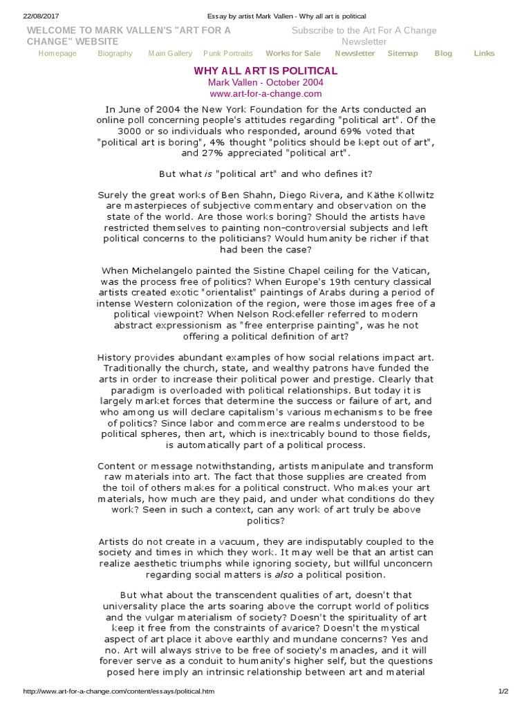Essay by Artist Mark Vallen - Why All Art Is Political | PDF | Paintings