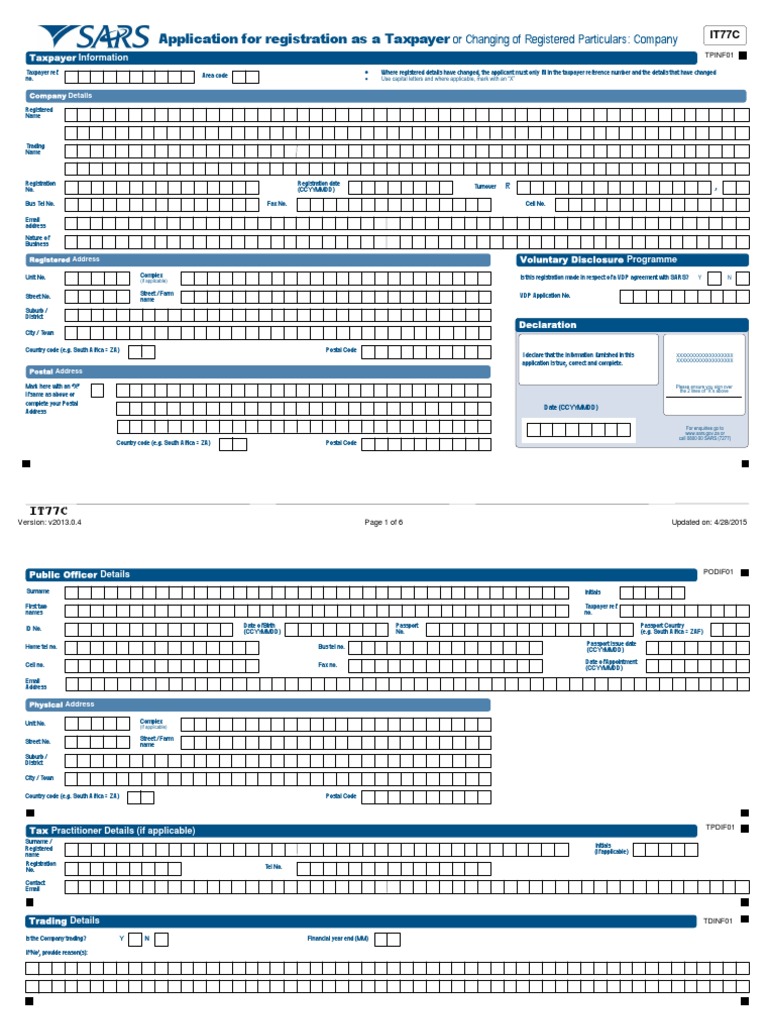 IT77C - Application For Registration As A Company or Change of ...