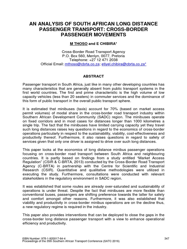 Thoso Analysis 2016 | PDF | Transport | Bus