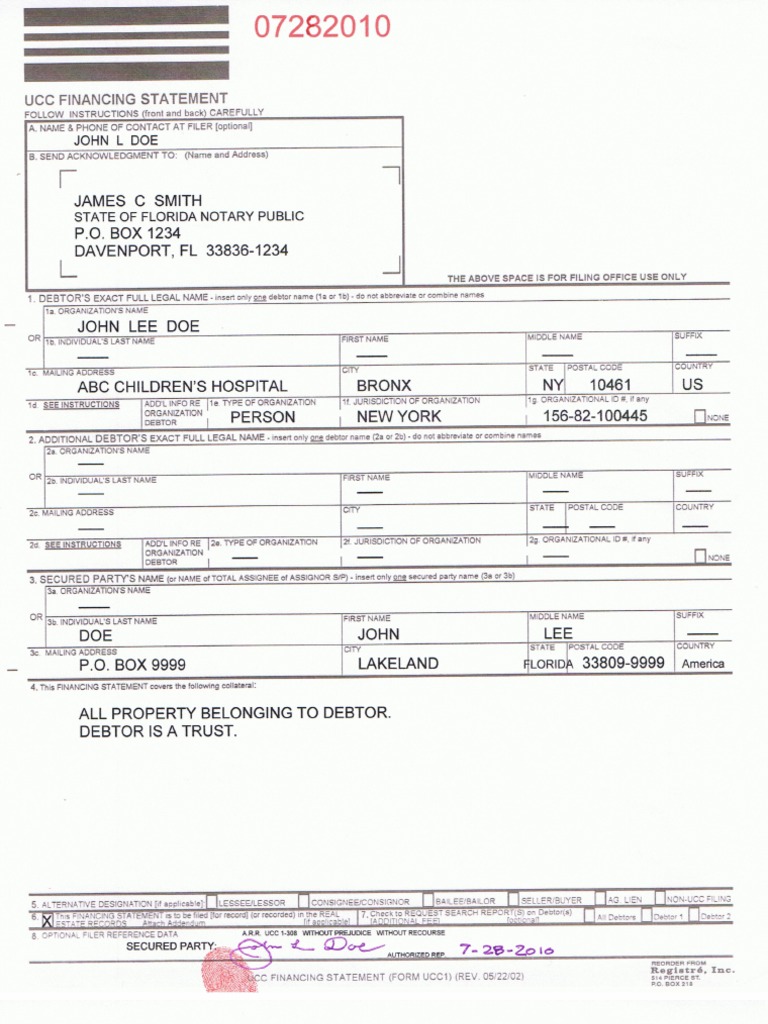 SAMPLE UCC-1 & Property List | PDF | Securities (Finance) | Computer ...